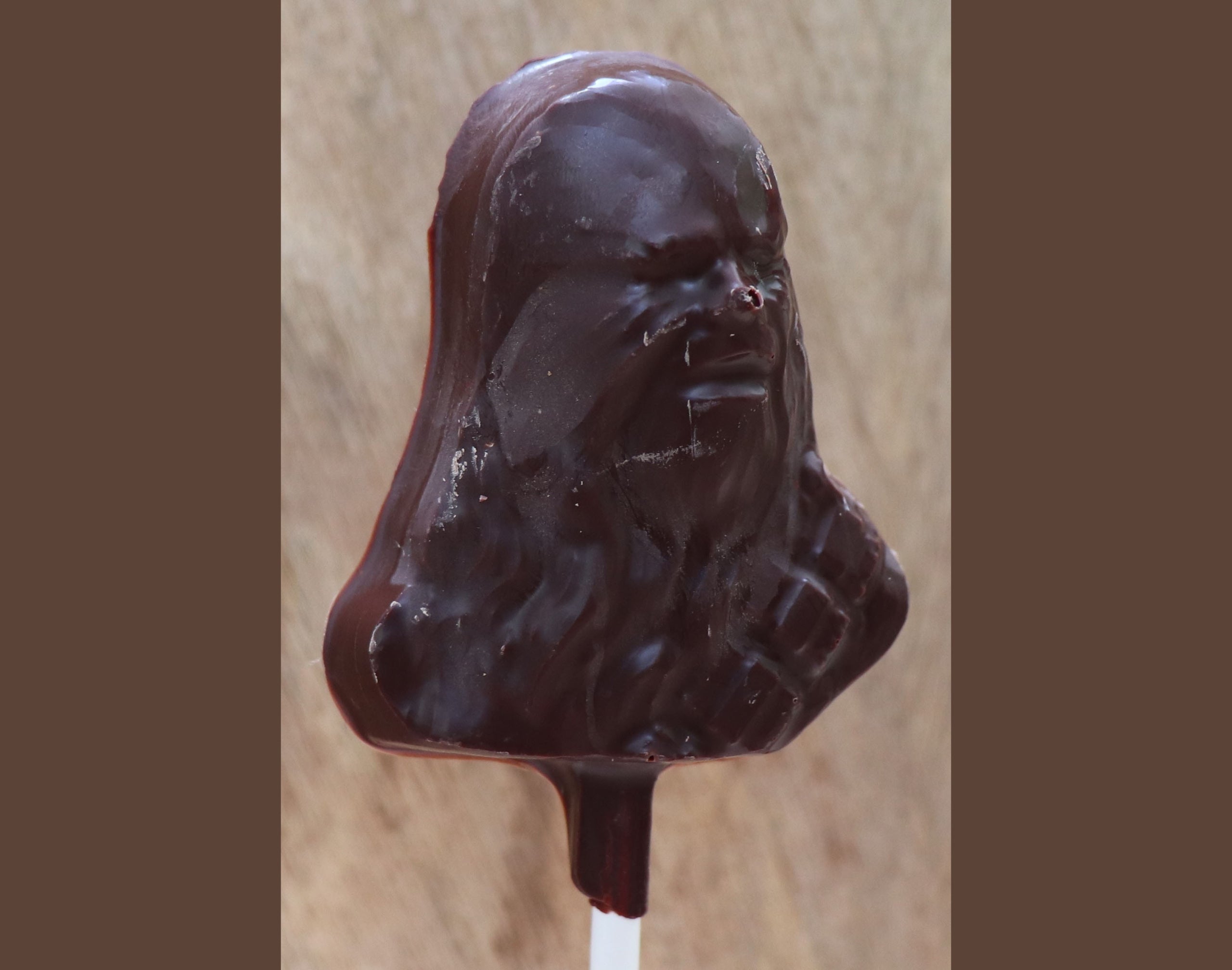 Chewbacca Side Profile Solid Chocolate Lollipop | Geek Nomz